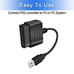 Finera PS2 Controller to USB 2.0 Games Controller Adapter Converter Cable, Compatible with PS1 PS2 Dual Shock 2 Joypad Gamepad to PS3 PC Game