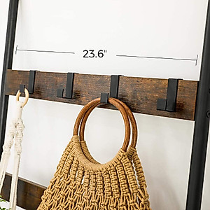 VASAGLE Blanket Ladder, 5-Tier Ladder Shelf, Wall-Leaning Rack, Steel, 25.6 Inch Wide, Scarves, Industrial Style, Rustic Brown and Black ULLS011B01