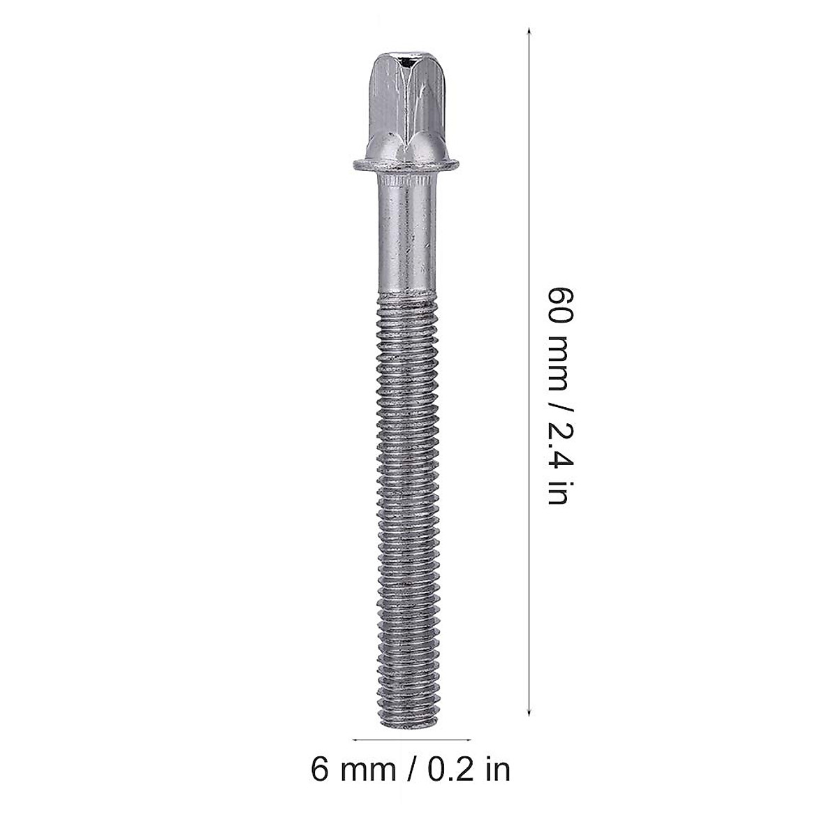 6Pcs Screw Rods, 60mm Drum Tight Screw Tension Rods Percussion Replacement Accessory