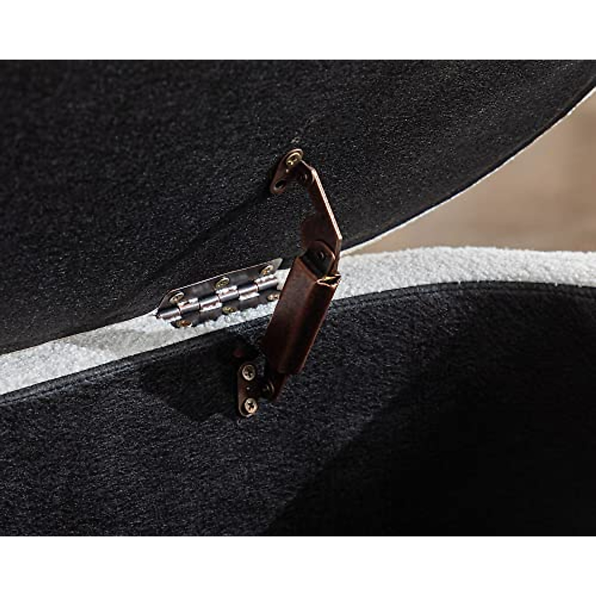 DM Furniture DM-Furniture Storage Ottoman Bench Upholstered Fabric Storage Bench End of Bed Stool with Safety Hinge for Bedroom, Living Room, Entryway (44.5-inch, White) (TN2436)