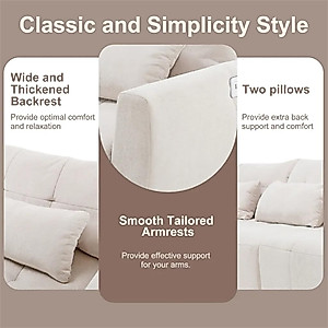 FANCUF 113.3" Sectional Sofa,Comfort Convertible Couch 3-Seat L-Shaped Sofa with Movable Ottoman and