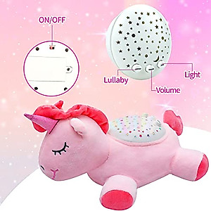 Ynanimery Baby Sleep Soothers | White Noise Machine Baby,Unicorn Plush Toys Night Light - Crib Toys for Baby Toddlers with Soothing Night Light Display & Lullabies (A)