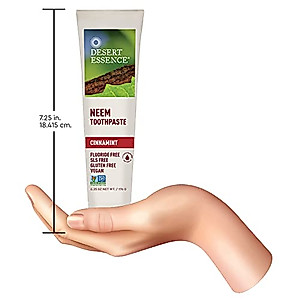 Desert Essence Neem Cinnamint Toothpaste 6.5 oz - Non-GMO, Gluten Free, Vegan, Cruelty Free, Fluoride Free - Neem & Pure Australian Tea Tree Oil - Neutralize Bacteria - Healthy Mouth & Bright Smile