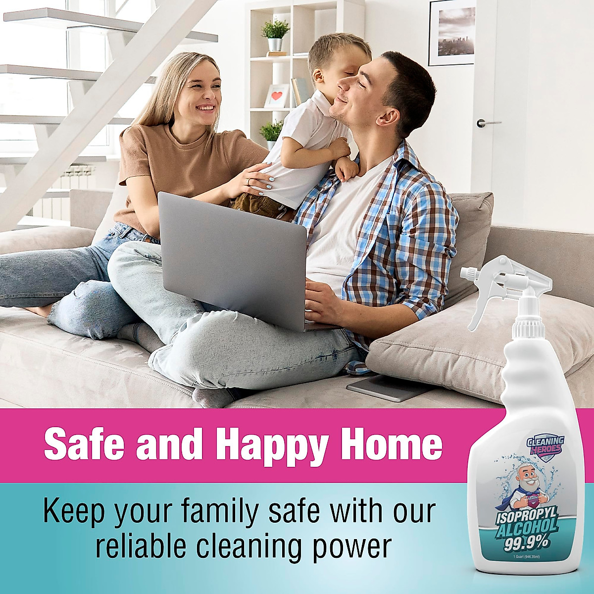 CLEANING HEROES 99% Isopropyl Alcohol Spray, 32 Fl. Oz - Ultimate Rubbing Alcohol Cleaner for Electronics, Wounds, and Household Use