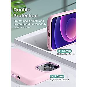 Ownest Compatible for iPhone 12 Case and iPhone 12 Pro Case 6.1 Inch with Silicone Shockproof Protective Slim Phone Case for iPhone 12/12 Pro with [Soft Touch Microfiber Lining]-Light Pink