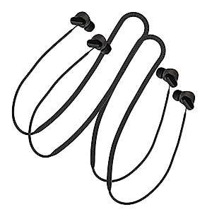 kwmobile Straps Compatible with Beats Studio Buds - 2X Silicone Holder for Wireless Earphones - Black/Black