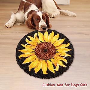 MIAOLLUN Latch Hook Rug Kit, Sunflower Pattern Printed Canvas DIY Rug Crochet Yarn Kits, Embroidery Decoration 20.4" X 20.4" (52 * 52cm)