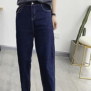 Maiyifu-GJ Women's High Waist Stretch Ankle Jeans Casual Pull-on Baggy Denim Pants Boyfriend Washed Slim Fit Jean Trouser (Dark Blue,Large)