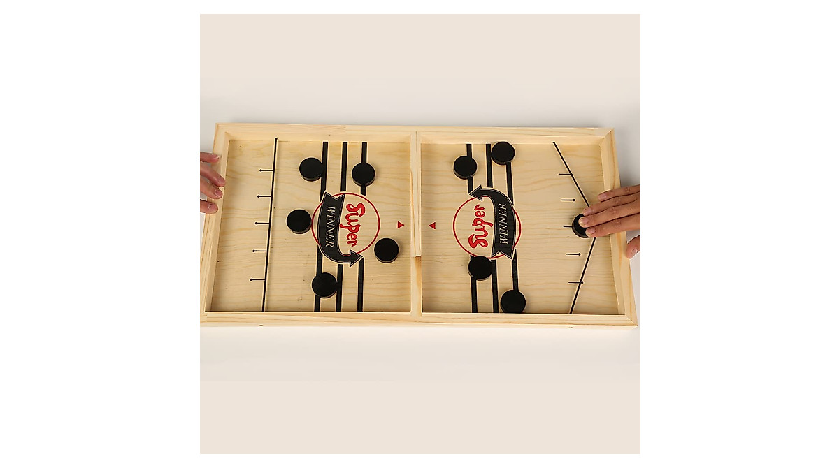 Fast Sling Puck Game Large Size - Fun Wooden Family Board Game