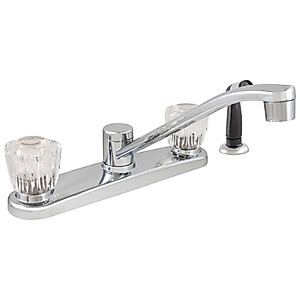 LDR 013 3401CP Kitchen Faucet, Dual Acrylic Handle With Spray, Chrome