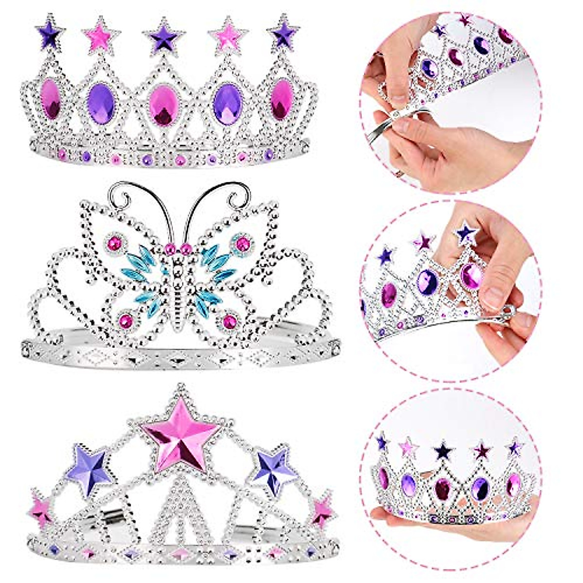 Liberty Imports 50 PCS Princess Jewelry Dress Up Accessories, Pretend Play Set Jewelry Party Favors for Girls Cosplay Party Favors with Crown Wand Ring Earring Necklace