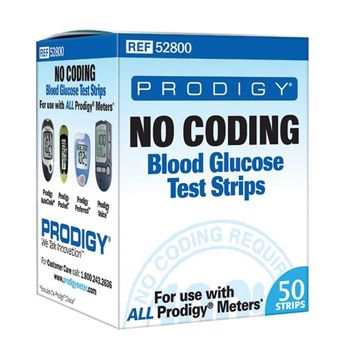 Prodigy No Coding Blood Glucose Test Strips Bx/50 (Box of 50 Test Strips)