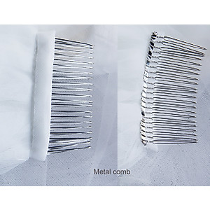 Edith qi 2 Tier Lace Silver Lined Beaded Edge Fingertip Length Bridal Wedding Veil,White,Free Size