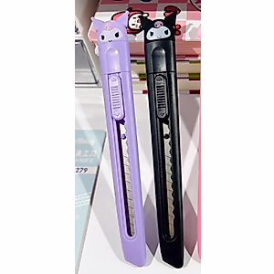 Utility Knife Box Cutter for Office or Home with Cute Kitty Figure on the Top (Purple)