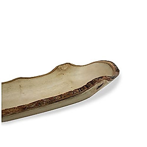 roro Hand-Crafted Sustainable Long Sandwich Serving Bread Bowl/Tray with Bark Edges, 14" L