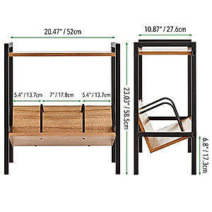 mDesign Metal Side Table with Book Shelf Organizer - 2-Tier - Use in Bathroom, Kitchen, Entryway, Hallway, Mudroom, Bedroom, Laundry Room - Black/Nordic Walnut