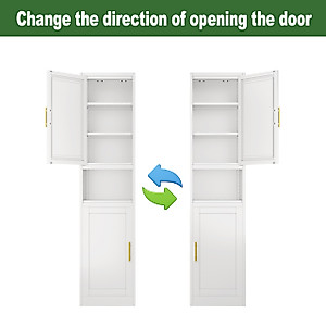 Ckzbx Kitchen Cabinet with 2 Doors, 6-Tier Tall Metal Pantry Cabinet,70.87" H Storage Cabinet,3 Adjustable Shelves for Home Office, Living Room, Dinning Room (White)