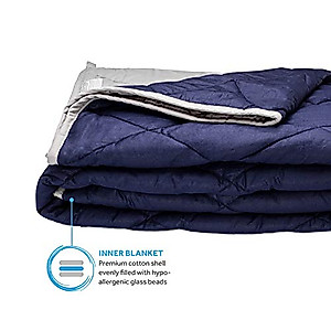 Aura Premium Weighted Blanket, Silky Cotton, Gray/Navy, Queen Size, 20lbs