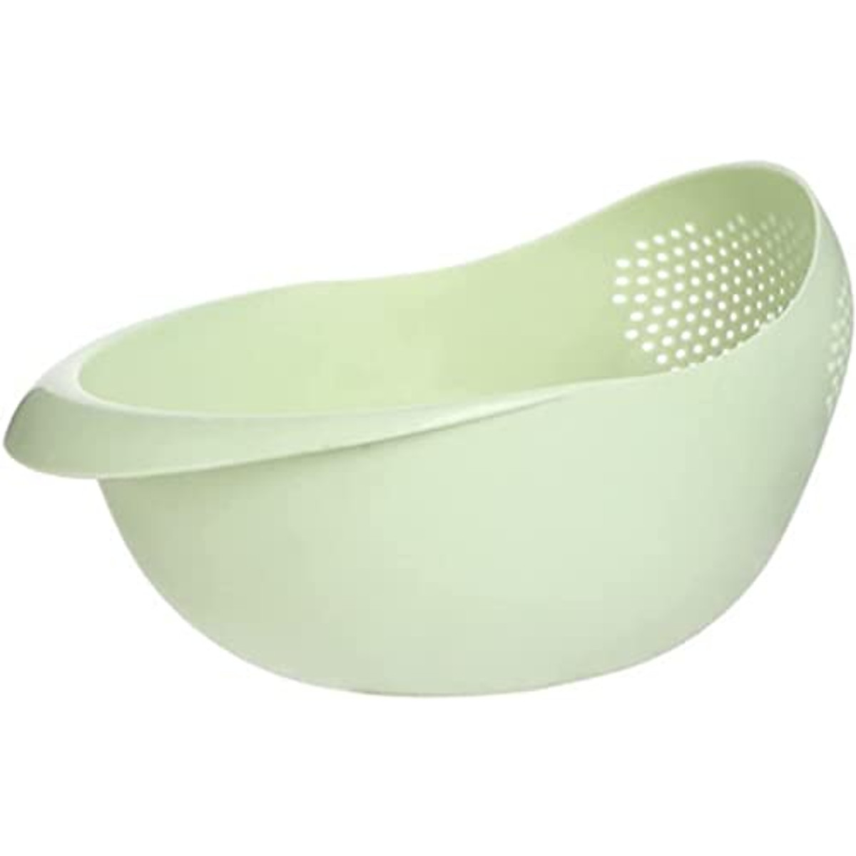 Plexel Colander Food Grade Plastic Rice Beans Peas Washing Filter Strainer Basket Sieve Drainer Cleaning Gadget Kitchen Accessories Rugged and easy to use (Nordic Green) 9x6