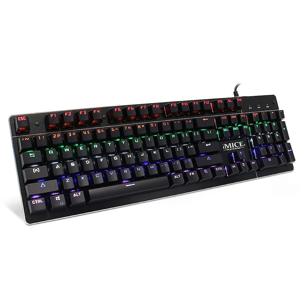 Backlight Suspension Key Mechanical Keyboard for IMice KM-X80 Game Wired PC Notebook Wired Mechanical Green Axis Game Keyboard with Pull-in Shaft (Black)