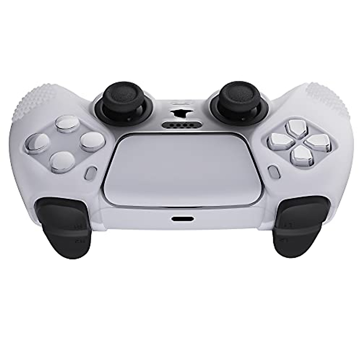 eXtremeRate PlayVital Clear White 3D Studded Edition Anti-Slip Silicone Cover Skin for ps5 Controller, Soft Rubber Case for ps5 Wireless Controller with 6 Clear White Thumb Grip Caps