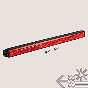 TRUE MODS 16" 12 Red LED Trailer Light Bar [Brake + Sequential Turn Signal] [DOT FMVSS 108] [SAE S2I6U2PS] [IP67 Submersible] Running Marker ID Trailer Tail Light 80" Marine Boat Trailers