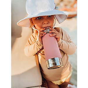 Pura Kiki 9oz/260ml Stainless Steel Insulated Sippy Bottle w/Sleeve, Plastic-Free, MadeSafe Certified, Medical-Grade Silicone Sipper Spout Fast Flow Rate for Kids, Toddlers, Babies & Infant – Aqua