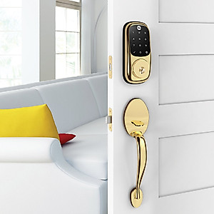 Yale Assure Lock with Z-Wave - Smart Touchscreen Deadbolt -Works with Ring Alarm, Samsung SmartThings, Wink and More (Hub required, sold separately) - Polished Brass
