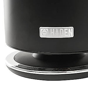 Haden 75095 Heritage 1.7 Liter Stainless Steel Body Countertop Retro Electric Kettle with Auto Shutoff & Dry Boil Protection, Black/Chrome