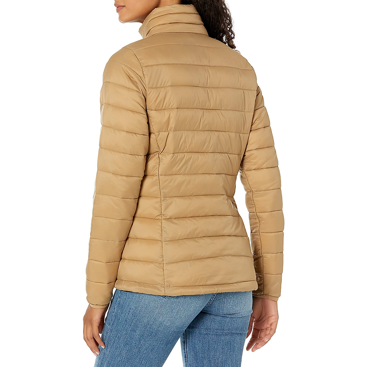 Amazon Essentials Women's Lightweight Long-Sleeve Water-Resistant Packable Puffer Jacket (Available in Plus Size), Camel, Large
