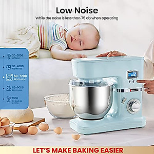 HAUSWIRT Stand Mixer,1000W 8+P Speed Tilt-Head Kitchen Mixers with LCD Display Timer,Planetary Mixing Food Mixer with Stainless Steel Bowl,Dough Hook, Beater & Wire Whip