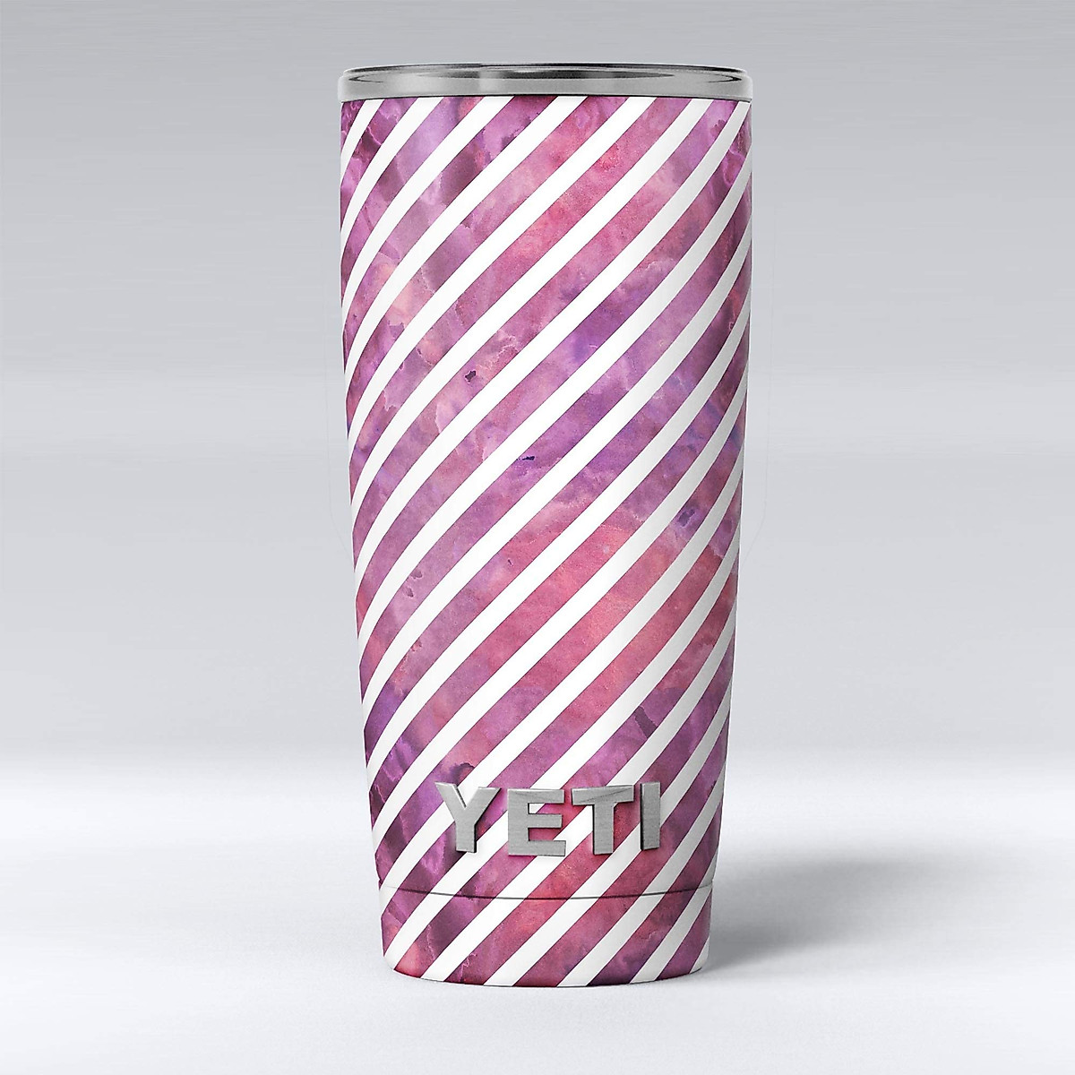 Design Skinz White Slanted Lines Over Pink and Purple Grunge Surface - Skin Decal Vinyl Wrap Kit Compatible with The Yeti Rambler Cooler Tumbler Cups