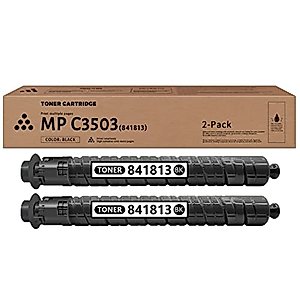 JUHASG 2 Pack Compatible MP C3503 841813 Black Toner Cartridge Replacement for Ricoh Aficio MP C3003 C3503 C3004 C3504 Lanier MP C3003 C3503 C3004 Savin MP C3003 C3503 C3004 C3504 Printer Toner