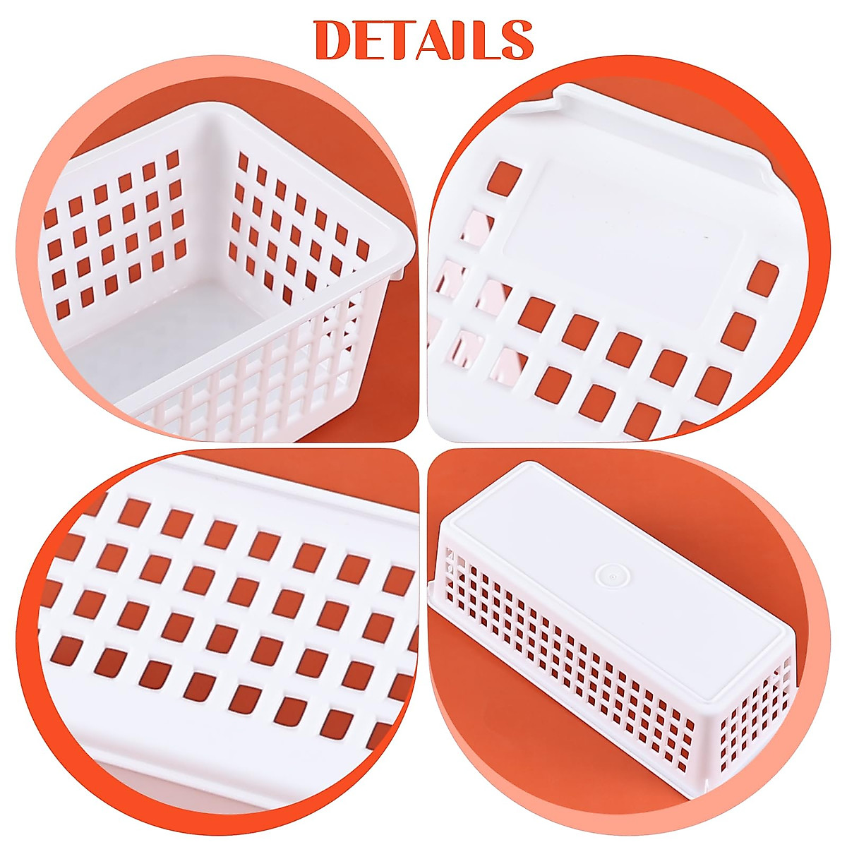 Hayixia White Slim Storage Basket Tray, Small Plastic Basket for Organizing, Set of 12