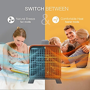 Portable Space Heater 1500W Energy Efficient Electric Personal Heaters with Adjustable Thermostat Indoor Use Tip-over Overheat Protection Small Room Quick Heating Maker for Camper, Office, Bedroom