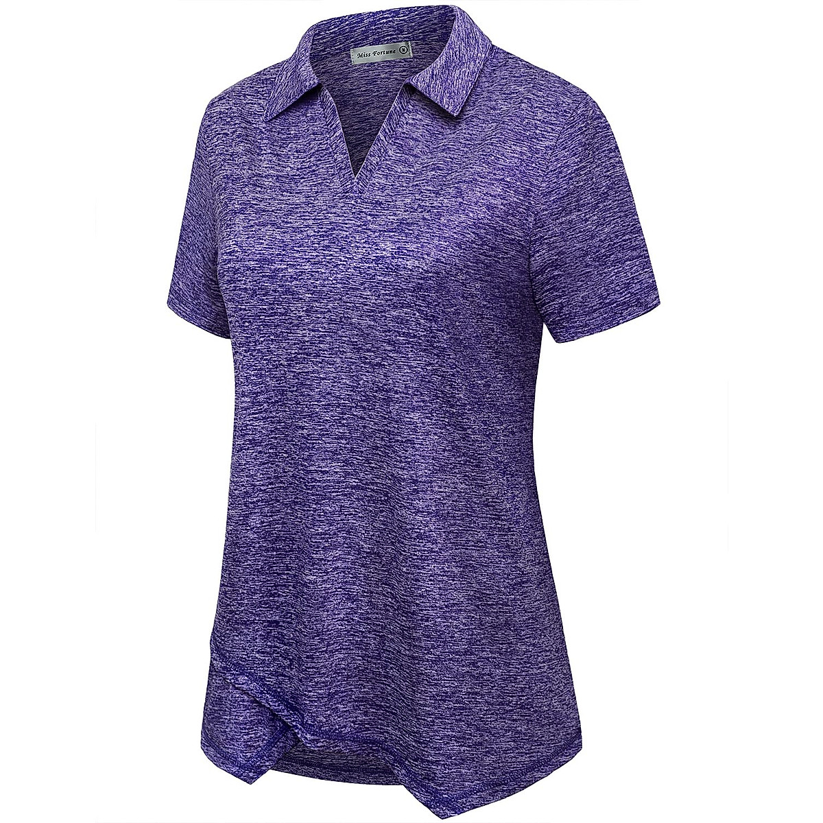 MISS FORTUNE Women's Workout Tops Golf Polo Short Sleeve V Neck Shirts Lightweight Moisture Wicking Athletic Tennis Work Top