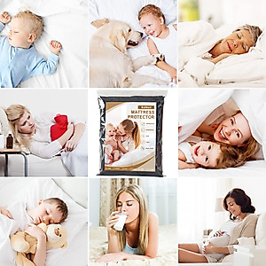 Sufdari Twin Mattress Protector Waterproof,Mattress Cover Twin Size for Bed,18" Deep Pocket Fitted Sheet Style Mattress Protector with Elastic Rubber Band-Black,Twin