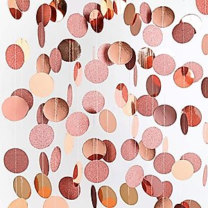 Ponoah Rose Gold Party Decorations, Hanging Streamers for Bachelorette Party Decorations, Rose Gold Paper Garland for Birthday Party Decoration