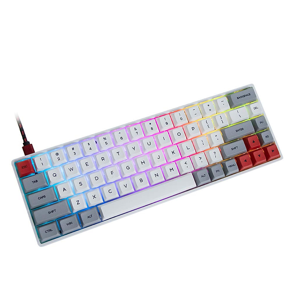 EPOMAKER GK68XS 68 Keys Hot-swap RGB Bluetooth5.1 Wireless/Wired Mechanical Keyboard with Split Spacebar Module, 1900mAh Battery, Dye-subbed PBT GSA Keycaps (Gateron Brown Switch, Grey White)