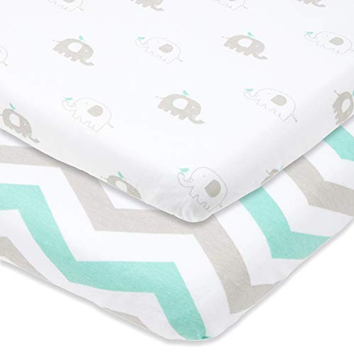 Bedside Sleeper Bassinet Sheets – Compatible with Milliard Side Sleeper – Fits 21 x 36 Mattress Without Bunching – Snuggly Soft Jersey Cotton – Grey, Mint – 2 Pack