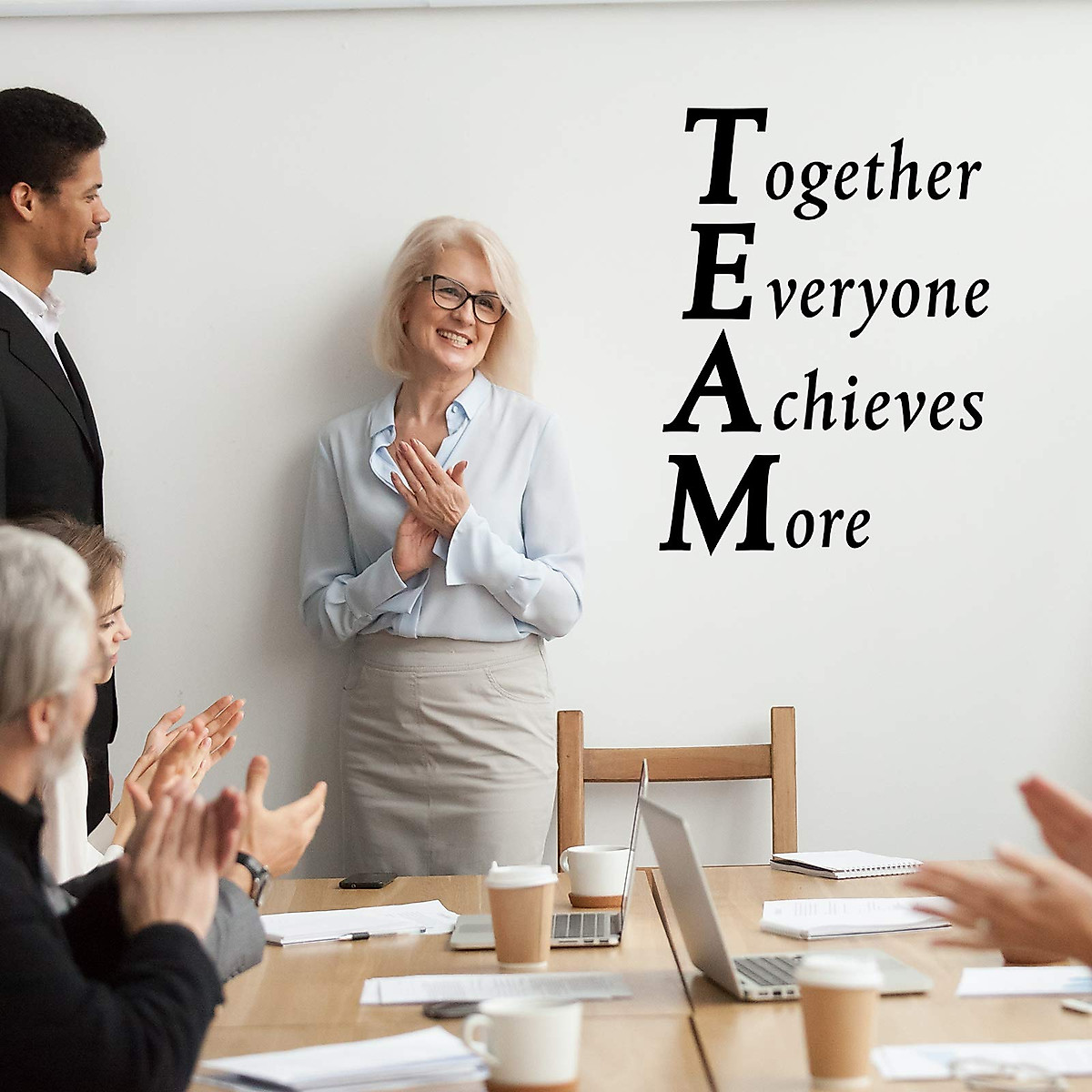 2 Sheets Motivational Wall Decals Vinyl Inspirational Quotes Stickers Together Everyone Achieves More Office Positive Sayings Wall Decals for Office Classroom Team Gym Home Bedroom Decor