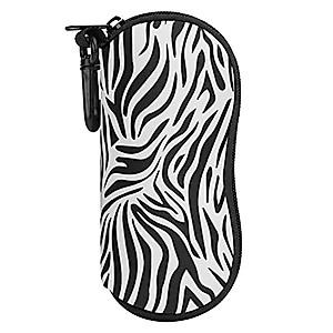 MoKo Sunglasses Soft Case Ultra Light Neoprene Zipper Eyeglass Case with Clip, Zebra