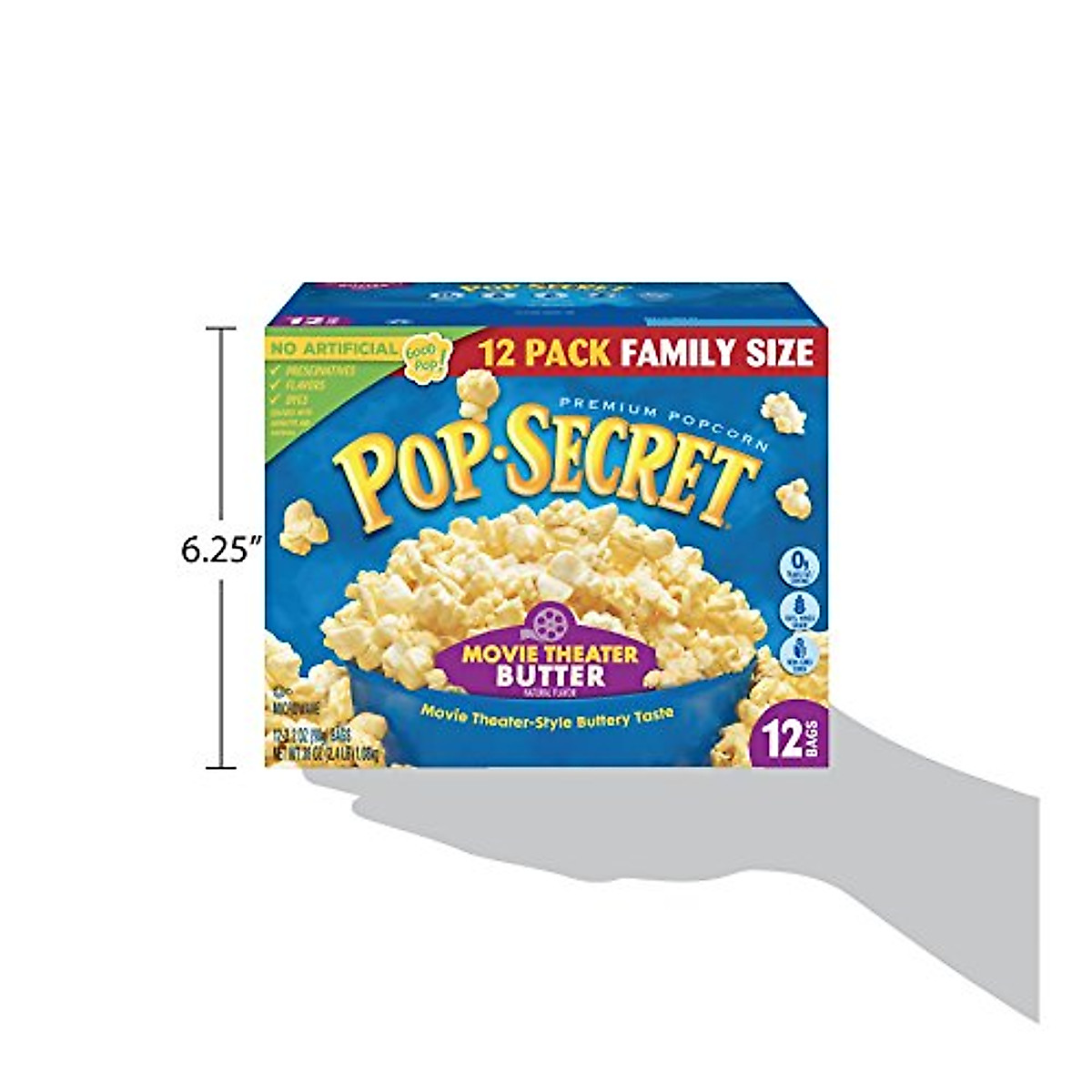 Pop Secret Popcorn, Movie Theater Butter, 3.2 Ounce Microwave Bags, 12 Count Box (Pack of 4)