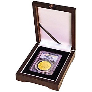Display box for one NGC/PCGS/Premier/Lil Bear Elite Coin Slab Mahogany Matte Finish ...