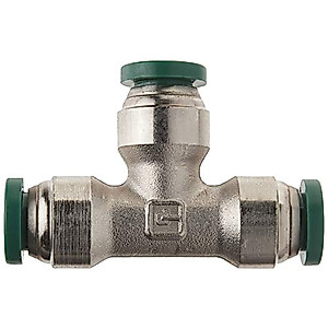 Parker Hannifin 164PLP-4 Prestolok PLP Nickel Plated Brass Union Tee Push-to-Connect Fitting, 1/4" Push-to-Connect Tube x 1/4" Push-to-Connect Tube