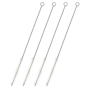 4 Pack Metal Straw Cleaner Brush, Extra Long Stainless Steel with Bristles for Cleaning Water Bottles, Boba Straws, Pipes, Tubes (12 in)