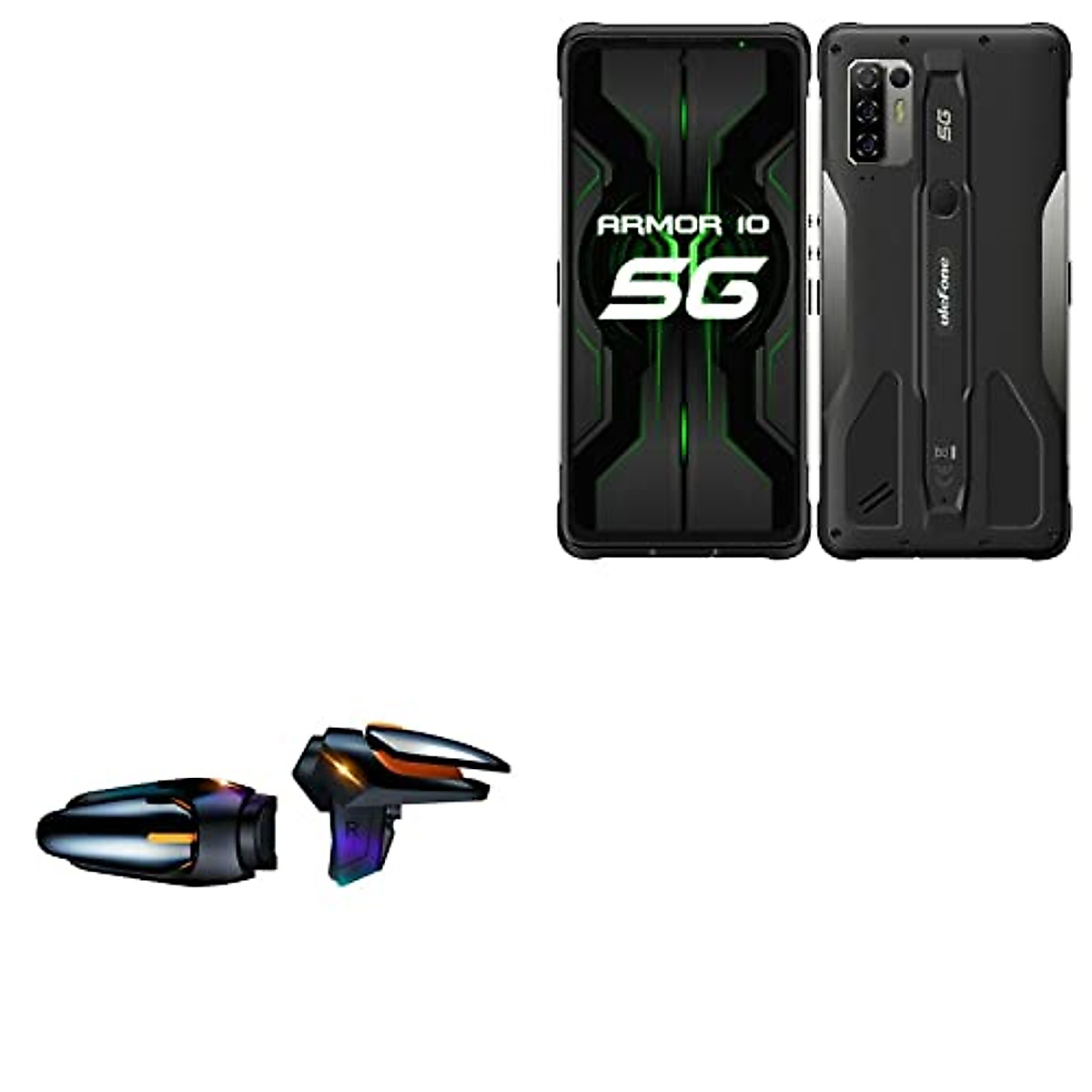 BoxWave Gaming Gear for Ulefone Armor 10 5G (Gaming Gear by BoxWave) - Touchscreen QuickTrigger Auto, Trigger Buttons Autofire Gaming Mobile FPS for Ulefone Armor 10 5G - Jet Black