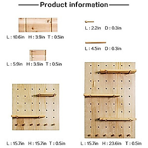 Creation Core Wooden Pegboard with 2 Floating Shelves & 6 Pegs Hooks Wall Storage Organizer System for Office Home Kitchen Decor 15.7x15.7, White
