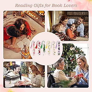 Leezmark 6 Pcs Pressed Flower Bookmark, Handmade Dried Flower Resin Bookmark, Aesthetic Bookmark Pretty Book Markers with Tassels, Reading Gifts for Book Lovers, Cute Bookmarks for Girls Women