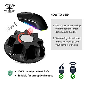 Mechanical Mouse Jiggler Undetectable Device - No USB No Software Required, Keeps Mouse Moving and Computer Awake - Cordless and Wireless Mouse Mover Works for 12-24 Months on AA Battery